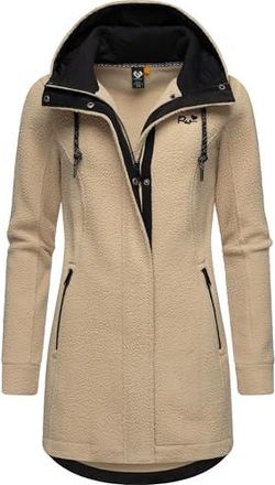 Ragwear Veste chaude en polaire pour femme - Long manteau polaire avec capuche - YOUMODO - Tailles XS &agrave; 6XL, sable, XXL