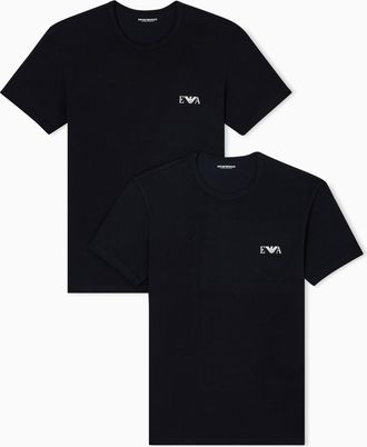 Emporio Armani Herren Bold Monogram 2-Pack 2er-Pack T-Shirt mit Rundhalsausschnitt, schwarz/schwarz, XXL