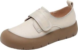 Generic NYSBH Chaussures simples pour femme avec semelle &eacute;paisse Style r&eacute;tro Boken Mocassins plats pour femme, Blanc cr&eacute;meux, 37.5 EU