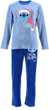 Disney Stitch Pyjama de No&euml;l Femme, 2 Pi&egrave;ces Polaire Douce T-Shirt et Pantalon Long, Cadeau Femmes, Filles et Adolescents (FR/ES, Alpha/Lettres, TG, Taille N