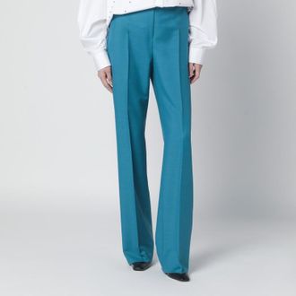 Max Mara Turquoise wool and silk-blend trousers