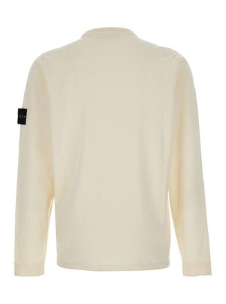 Stone Island Mens T-Shirt Basico White Long Sleeve Cotton Top