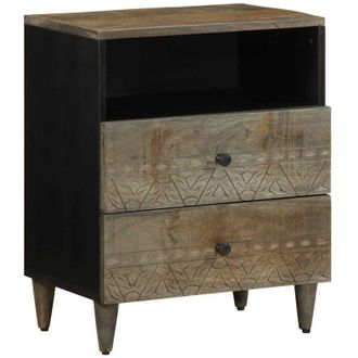 vidaXL Table de chevet gris clair 50x33x60 cm bois de manguier massif Vidaxl