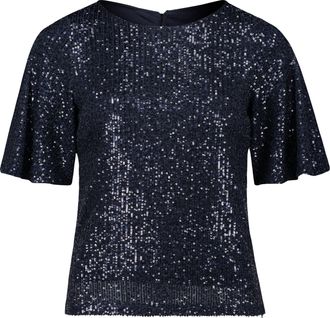 Vera Mont Damen Pailletten-Bluse mit Fl&uuml;gel&auml;rmeln 46, Night Sky