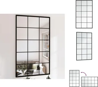 vidaXL Vidaxl - Wandspiegel Schwarz 100x60 cm Metall - Wandspiegel - Schwarzer Spiegel - Gro&szlig;er Spiegel - Rechteckiger Spiegel - Wohnzimmerdeko