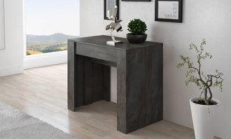 Dmora Ausziehbare Konsole Maclodio, verwandelbar in Esstisch, platzsparend und ausziehbar bis 237 cm, 90-237x76,6x90 cm, Anthrazit