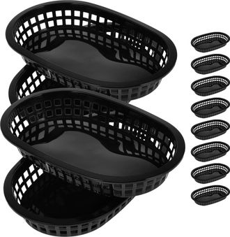 Cabilock 12stücke Teiliges Kunststoff Fast Food Körbe Boot-form Für Pommes Burger Snacks Und Obst Schwarz Praktische Aufbewahrung Für Zuhause Restaurants Und P
