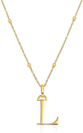 Abbott Lyon Collier en acier inoxydable étanche plaqué or 18 carats avec initiale « L »-Doré