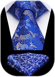 Hisdern Ensemble cravate et mouchoir à motif cachemire fleuri pour homme set