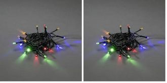 Konstsmide LED Lichterkette, mit an/aus Schalter, 6h Timer, 10 bunte Dioden, batteriebetrieben, Innen, gr&uuml;nes Kabel, 2 x AA 1.5V (exkl.) - 1407-500, Gr&uuml;n (Packun