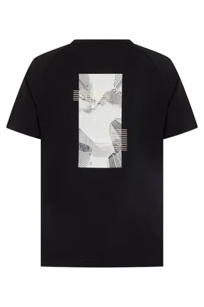 HUGO BOSS Mens Cotton T-Shirt With Print Black T-Shirts And Polos