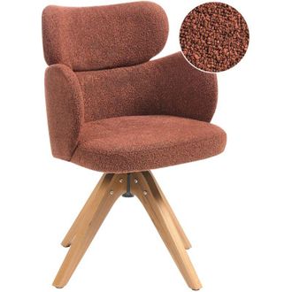 Beliani Chaise de Salle &agrave; Manger Pivotante Dossier Incurv&eacute; en Boucl&eacute; Orange Marcy