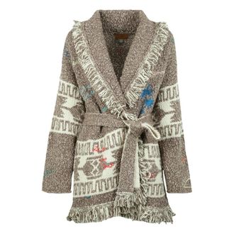 Alanui Femme, Pulls, Brun, Taille: 40 FR Written By The Ocean Cardigan