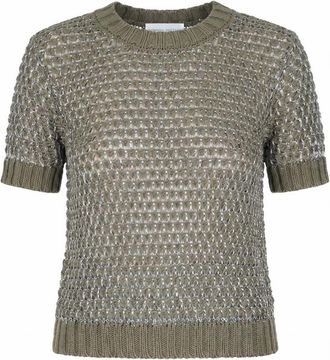 Roberto Collina Femme, Pulls, Gris, Taille: 42 FR Maglia traforata filo metallizzato