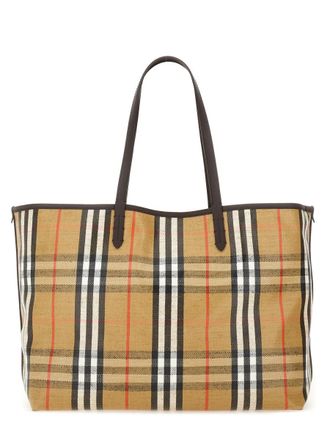 Burberry Womens Shoulder Bag Tote Highlands Beige Cotton Handbags Hand
