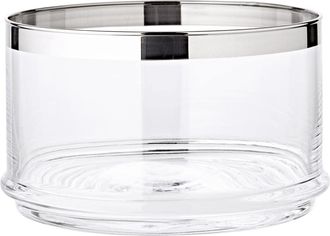 Edzard Glasdose Bonbonglas Vigo, mundgeblasenes Kristallglas mit Platinrand, Höhe 12 cm, Durchmesser außen 19 cm, Durchmesser innen 17 cm, Servierschüssel, V