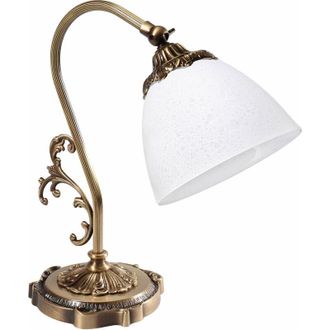 Licht-Erlebnisse Lampe de table E14 30 cm Blanc Bronze Verre Laiton v&eacute;ritable Art Nouveau