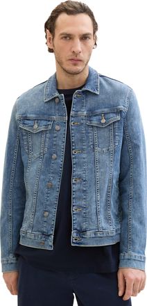 Tom Tailor Herren Jeansjacke mit Brusttaschen, Used Light Stone Blue Denim, S