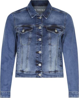 In Front IN Front, Femme, Vestes, Bleu, Taille: 38 FR Veste en denim bleu avec col chemise