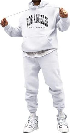 Minetom Vêtement De Sport Homme Survêtement 2 Pièces Ensemble Jogging Lettre Imprimée Sweats À Capuche Manches Longues Pantalon Décontracté Tenue De Couple C 