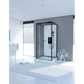 Aurlane Aurlane - cabine de douche carrée 80x80x230cm - extra blanc et profilé noir mat - lunar square 80