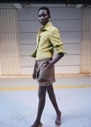 Mango Veste daim boutons vert pastel - Femme - XS - MANGO