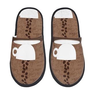 Generic Pantoufles DH&ocirc;tel Tasse De Caf&eacute; Peluche Fourrure Pantoufles L&eacute;gers Chaussons Invit&eacute;s Pour Camping Voyage Homme M