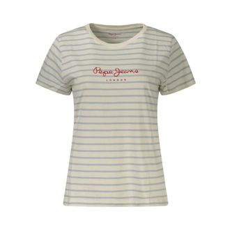Pepe Jeans London Femme, Tops, Blanc, Taille: 38 FR Bianco Cotton T-Shirt