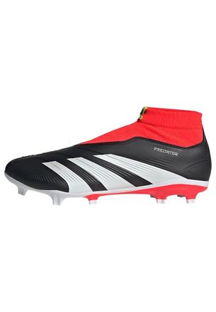 adidas Unisex Predator League Laceless Firm Ground Football Boots, Core Black/Cloud White/Solar Red, 44 2/3 EU