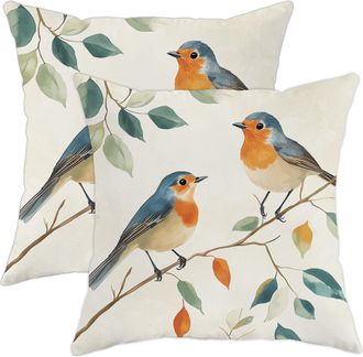 Generic Herbstvogel Kissenbezug Quadratische Kissenh&uuml;llen Dekorative Kissenh&uuml;lle F&uuml;r Balkon Sofa Schlafzimmer 45X45Cm 2Er Set