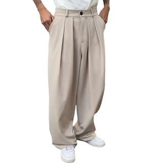 Generic Baggy Pantalon daffaires pour homme - Pantalon de costume &agrave; jambes larges - Coupe ample - Confortable et respirant - Pantalon dext&eacute;rieur - Coupe droit