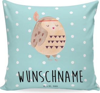 Mr. & Mrs. Panda Kopfkissen Eule Federschmuck - Personalisierte Geschenke, Dekoration, Name, Kissen, Bedrucken, Personalisiert, Entspannt, Wunschname, Abenteuer, Owl