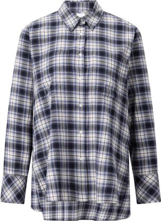 Emily van den Bergh Femme, Blouses et Chemises, Bleu, Taille: 38 FR Chemisier &agrave; Carreaux Silhouette Moderne