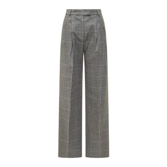 Des_Phemmes High-Waist Glencheck Weitbeinhose - - Trousers - Damen - Grau - M