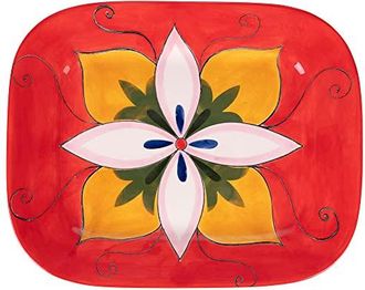 Villa D'Este Home Tivoli 5911997 Rechteckige Speiseteller aus Keramik, mediterranes Dekor, Unendlichkeit, Steingut