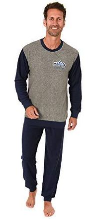 Normann Pyjama &agrave; manches longues en &eacute;ponge pour homme avec bords &eacute;lastiques 291 101 13 573 - Gris - XX-Large