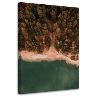 Feeby Leinwand Bilder - Bild Wohnzimmer - Landschaft Wald Strand Grün - 30x45 cm 1tlg - Deko Schlafzimmer Groß - Dekoration Canvas - Gemälde - Modern Wandbi