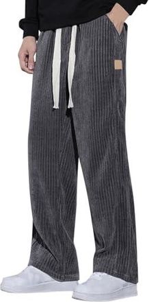 Generic Pantalon de jogging en velours côtelé pour homme, taille élastique, pantalon de jogging jambe droite, pantalon de jogging avec cordon de serrage, coup