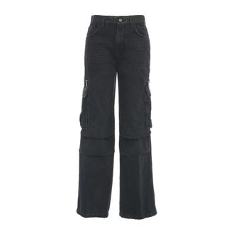 Liu Jo Cargo Wide Leg Jeans mit Logo-Details - - Jeans - Damen - Schwarzk - W30