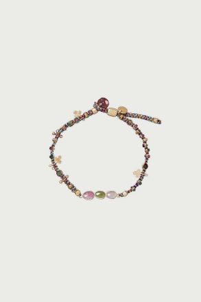Gerard Darel Bracelet &agrave; pierres multicolore et de tr&egrave;fles - KASHA - Argent