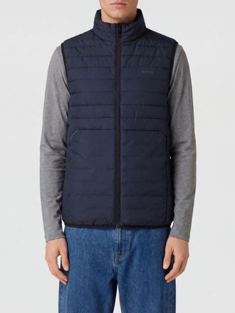 HUGO BOSS Gilet matelass&eacute; en polyester surpiqu&eacute; avec col montant et logo