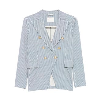 Circolo 1901 Femme, Vestes, Bleu, Taille: 44 FR Veste crois&eacute;e ray&eacute;e