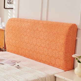 Generic Elastischer Flanellbezug mit Bettkopfteil Bezug Muster, Queen Kingsize Gr&ouml;&szlig;e, Kopfteil Bezug Staubschutzh&uuml;lle f&uuml;r Schlafzimmerdekoration Blume - Orang