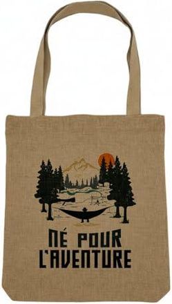 Fabulous Sac Shopping Tote Bag Aspect Lin - N&eacute; Pour lAventure Camping Rando Voyage - Sac de Courses Toile Epaisse 360g Beige Naturel Cabas Port&eacute; Epaule Solide 
