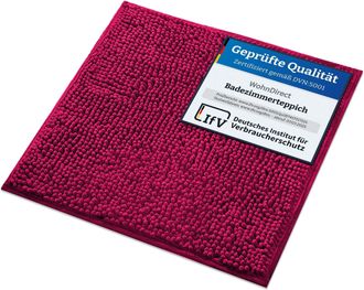WohnDirect Badematte 45x45 cm Pink - Kleiner Badvorleger f&uuml;r G&auml;ste-WC & Dusche - Weicher Hochflor Badezimmerteppich Quadratisch, Saugstark & Waschbar (Versand au