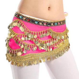 Generic Ceinture de danse du ventre avec couche de pi&egrave;ces de monnaie et pampilles - Accessoire de costume de danse pour spectacles culturels - Routines de dan