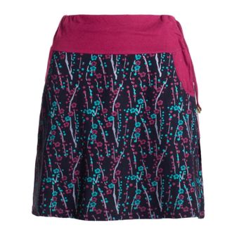 vishes Alternative Bekleidung - Damen Mini-Rock Baumwolle Blumen-Muster Kordelzug-Bund mit Taschen schwarz 40