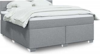 vidaXL Boxspringbett mit Matratze Hellgrau 180x200 cm Stoff vidaXL