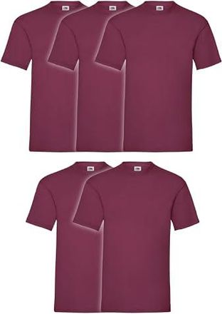 Fruit Of The Loom Lot de 5 t-shirts Valueweight pour homme + sac de gym MyShirt inclus, Bourgogne + Myshirt, M