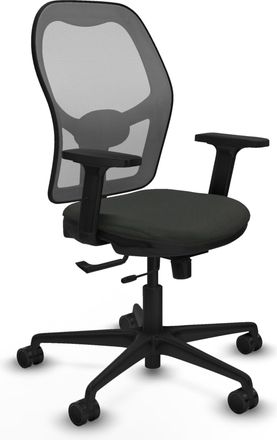 Piqueras y Crespo Schreibtischstuhl aus schwarzem Mesh mit 2D-Armen, h&ouml;henverstellbare Lendenwirbelst&uuml;tze, ausgestattet mit Syncro/Traslack und injiziertem Schaumstoff,